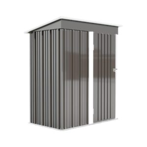 5x3 ft outdoor storage shed, waterproof metal garden sheds with lockable door, steel tool storage buildings shed & outdoor storage house for garden, backyard, patio, lawn, trash cans(gray)