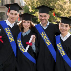 6 PCS Royal Blue Senior Sash 2025 with Gold Printing Letters, 2025 Graduation Celebrations Sashes, Class of 2025 Sash for Graduation Party, Senior Cheer Sashes, Cheerleader Sash