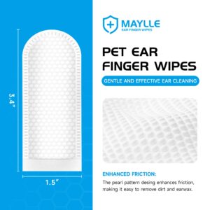 Maylle Ear Finger Wipes for Dogs & Cats - Gently Clean Ear Wax,Reduce Inflammation,Sooths & Deodorizes,Non-Irritating Natrual Ingredients (50 Count)