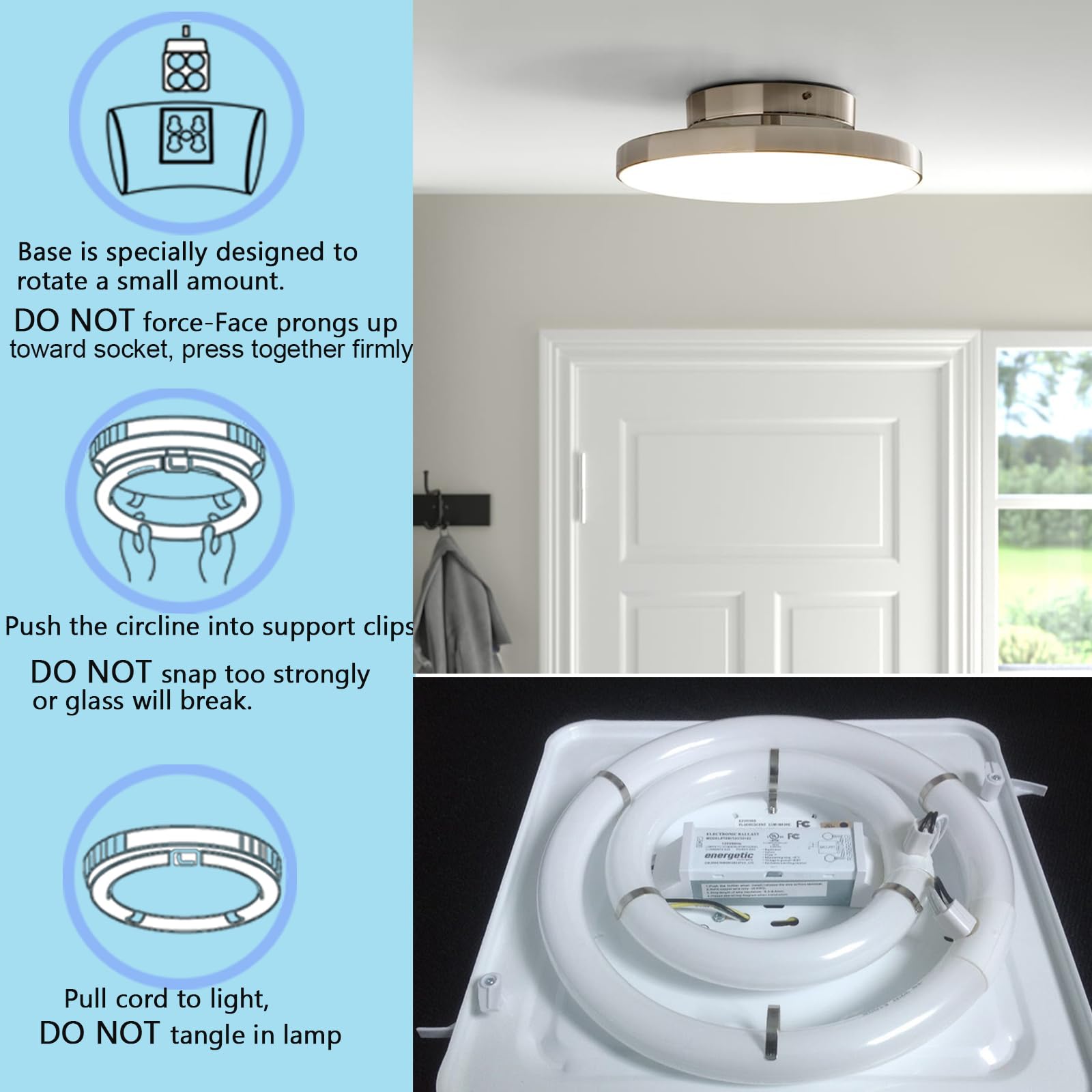 Circular Light Bulbs Set FC12T9-DL and FC8T9-DL Daylight Fluorescent Lamp,Circline 6500K 12inch T9 32Watts and 8inch 22Watts Replacement for Ceiling Light,12,000hrs Long Lifespans