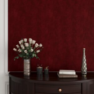 Yenhome Red Wallpaper Stick and Peel Red Wallpaper for Bedroom Walls 17.7"X118" Red Felt Fabric Wallpaper Vintage Red Contact Paper Peel and Stick for Cabinet Craft Self Adhesive Velvet Flocking Liner