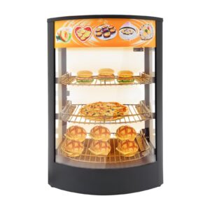 jaygovan 3 tiers commercial food warmer display, 800w electric countertop food pizza warmer with 3 removable trays & led lighting food warmer display pretzel warmer for pizza, fried chicken