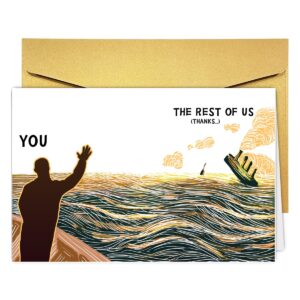 rualove sinking ship leaving card, funny new job card for work colleague,thank you card,coworker leaving card, going away card for him her, goodbye card goodluck gift farewell card coworker