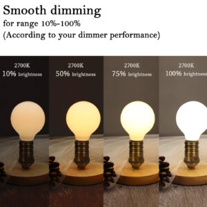 KGC G25 LED Globe Light Bulbs, 40W Equivalent, 2700K Warm White Bathroom, E26 Base, Milky Glass Vanity Round, Perfect for Vanity Makeup Mirror, 120V CRI90+ Dimmable 6Pack