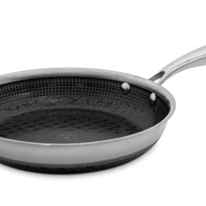 Hell's Kitchen Hybrid 9.5" Frying Pan, Tri-Clad Stainless Steel and Nonstick Ceramic PFAS Free, no PFOA, PTFE, or Teflon, Non Toxic Cookware, Metal Utensil Safe, All Cooktops, Oven Safe (9.5 Inch)