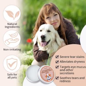 Oivolii Pet Tear Stain Remover Balm with Pro Powder Brush,Eye Care for Dogs and Cats, Natural Safe Repel Tears,Gently Cleanses Effective & Non-Irritating,1 oz