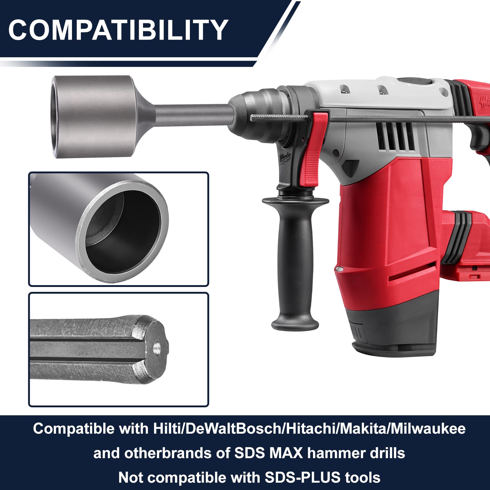 SDS Max Shank T-Post Driver for T Posts, 2 Inch Diameter Head, Compatible with SDS-Max Rotary Hammers and Demolition Hammers, for Driving T Posts, Fence Posts and Ground Rods