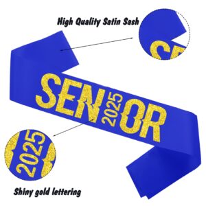 6 PCS Royal Blue Senior Sash 2025 with Gold Printing Letters, 2025 Graduation Celebrations Sashes, Class of 2025 Sash for Graduation Party, Senior Cheer Sashes, Cheerleader Sash