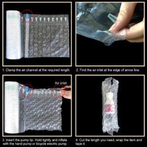 Hijelyn Bubble Cushioning Wrap Roll Inflatable Bottle Shipper Protector Sleeve 12"x164' Large Size Air Bubbles Packing Supplies for Fragile Items, Air Pillows for Shipping Moving Packaging Material