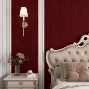 Yenhome Red Wallpaper Stick and Peel Red Wallpaper for Bedroom Walls 17.7"X118" Red Felt Fabric Wallpaper Vintage Red Contact Paper Peel and Stick for Cabinet Craft Self Adhesive Velvet Flocking Liner