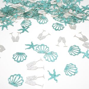 200pcs last toast on the coast confetti - coastal bachelorette party decorations, champagne cup shells starfish confetti for summer beach bridal shower bachelorette wedding party favors