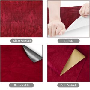 Yenhome Red Wallpaper Stick and Peel Red Wallpaper for Bedroom Walls 17.7"X118" Red Felt Fabric Wallpaper Vintage Red Contact Paper Peel and Stick for Cabinet Craft Self Adhesive Velvet Flocking Liner