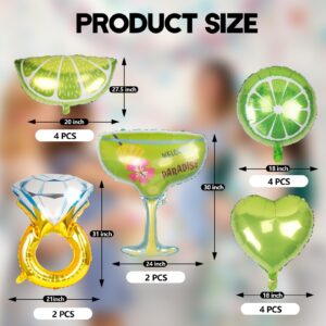 16 Pcs Margs and Matrimony Bachelorette Balloons Wedding Bridal Party Decor Large Lime Balloons Diamond Ring Balloons for Margarita Bachelorette Party Wedding Bridal Shower Decorations (margarita, 16)