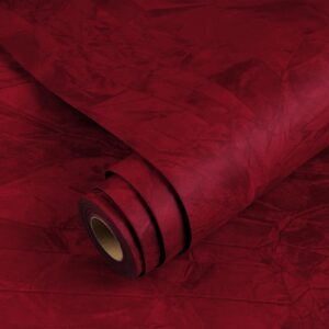 yenhome red wallpaper stick and peel red wallpaper for bedroom walls 17.7"x118" red felt fabric wallpaper vintage red contact paper peel and stick for cabinet craft self adhesive velvet flocking liner