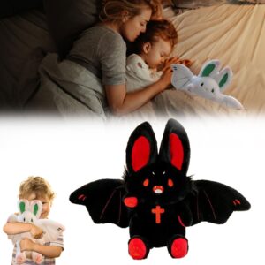 wflwlhh bat rabbit plush, funny bat plush, cute bat stuffed animal, bunny plush toys with bat wings, plushies, home pillow decoration, gift for family, children, friends-black