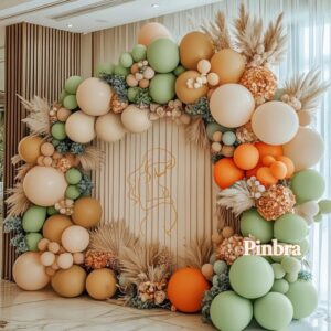 Dusty Green Orange Balloon Garland - Double Stuffed Blush Brown Nude Balloon Arch Avocado Green White Sand Balloons for Neutral Baby Shower Bridal Shower Gender Reveal Birthday Fall Party Decorations