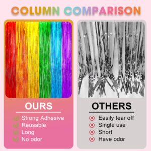 2 Pack Rainbow Foil Fringe Backdrop Curtains, Tinsel Streamers Birthday Party Decorations, Fringe Backdrop for Graduation, Baby Shower, Gender Reveal, Disco Party