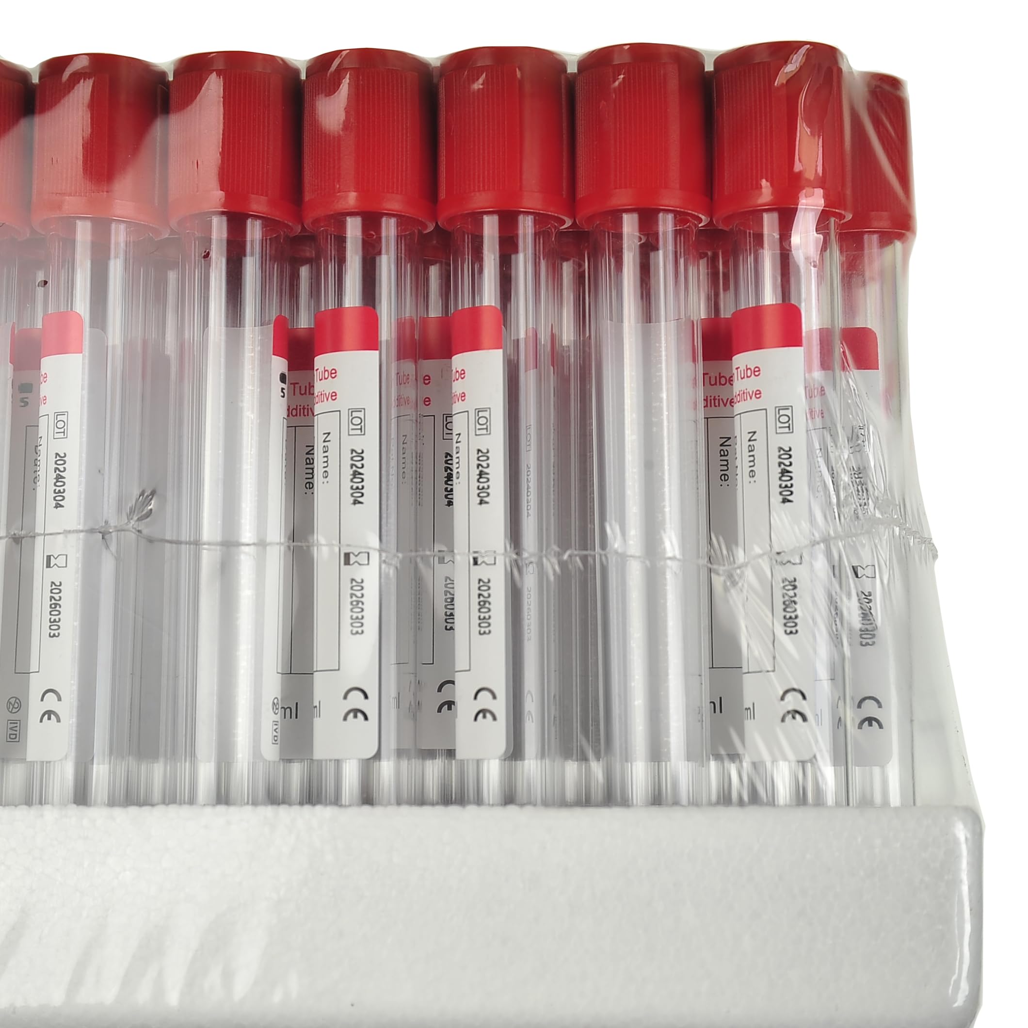 Caphstion Veterinary Lab Vacuum Blood Collection Coagulation Tubes No Additive Tube Blood Collection Tube Pet Supplies, 3ml Red 50pcs