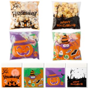 halloween treat bags, 100pcs self-sealing halloween candy bags, halloween trick or treat bags halloween cellophane treat bags bulk halloween decorations gift bags halloween goodie snack bags for candy