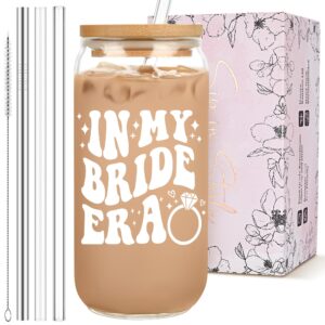 bridal shower gifts - bride gifts - bachelorette gifts for bride - bride to be gifts - wedding gifts for bride - future mrs wifey gifts - cute cool wedding day gift in my bride era glass cup tumbler