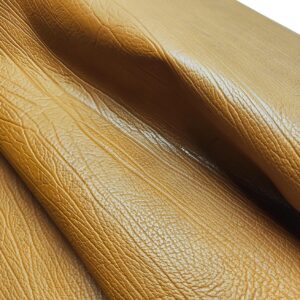 DOQN Bump Texture Genuine Leather Sheets 2.0mm Thick Plain Geometric Pattern Printed Leather Fabic for Craft & Hobby (Bark Pattern | Bourbon Brown, 6"x12")