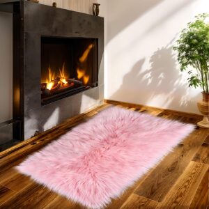 maqihan faux fur rug - faux sheepskin rug, area rug soft fluffy rug 20 x 32 inch,for bedroom, living room, nursery, dorm, playroom,indoor decor, fur rug rectangular