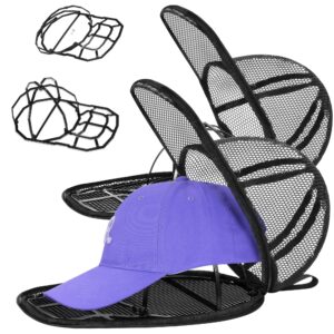 hat washer cage, upgraded hat cleaner for baseball caps 2 pack foldable baseball cap washer frame cage reinforced hat rack, durable hat protector holder with mesh bag for adult kids baseball cap