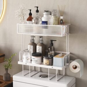 covaodq bathroom organizer over the toilet storage cabinet 2-tier bathroom storage, bathroom shelves with paper rack 2 tier