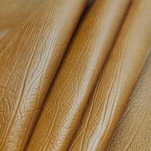 DOQN Bump Texture Genuine Leather Sheets 2.0mm Thick Plain Geometric Pattern Printed Leather Fabic for Craft & Hobby (Bark Pattern | Bourbon Brown, 6"x12")