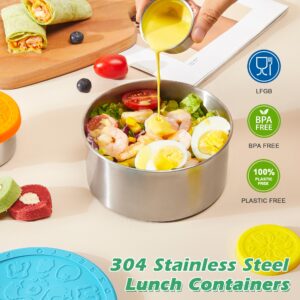 Stainless Steel Containers with Lids, 6 Pack Leakproof Stainless Steel Food Storage Containers, BPA Free, Metal Lunch Container Box, Nesting Snack Containers for Kids, Dishwasher Safe & Oven Safe