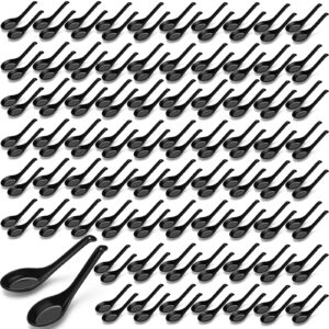 hushee 200 pcs asian soup spoon chinese soup spoons bulk large melamine noodle ramen spoons reusable japanese noodle spoons wonton rice dumpling pho spoon dinner spoons for home restaurant kitchen