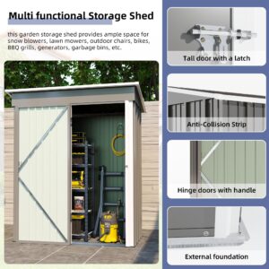 5X3 FT Outdoor Storage Shed, Waterproof Metal Garden Sheds with Lockable Door, Steel Tool Storage Buildings Shed & Outdoor Storage House for Garden, Backyard, Patio, Lawn, Trash Cans(Gray)