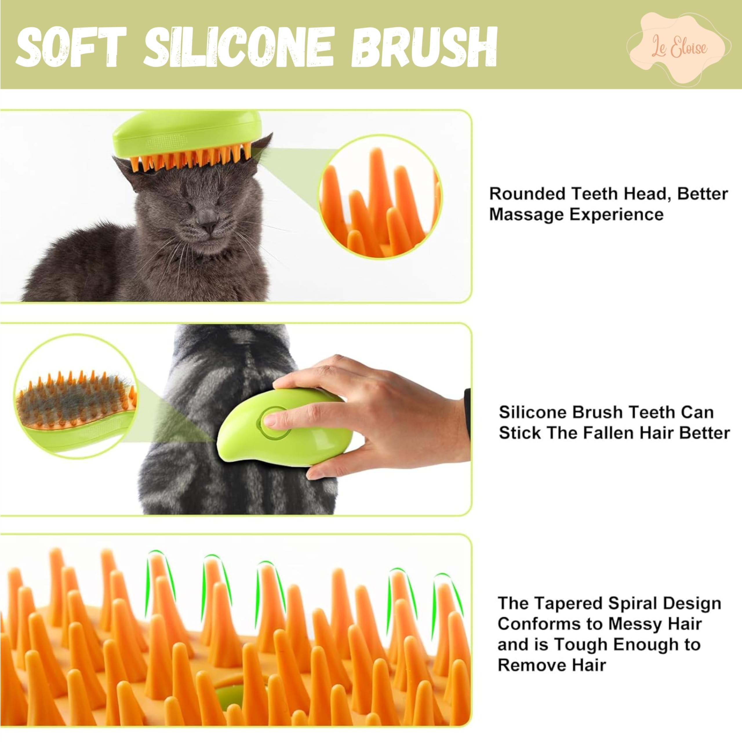 Generic Cat Steam Brush for Shedding, 3 in 1 Water Dog Brush, Pet Spa Brush for Dogs Cats, Spritz Defur Comb, Steamy Pet Brush, Pet Spray Hair Removal Comb, Cat Mist Brush, Steaming Cat Brush Steamer