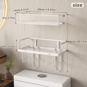 COVAODQ Bathroom Organizer Over The Toilet Storage Cabinet 2-Tier Bathroom Storage, Bathroom Shelves with Paper Rack 2 Tier