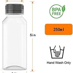 Goiio 8 Pcs 8 Oz Plastic Juice Bottles Empty Clear Containers with Tamper Proof Lids for Juice, Milk and Other Beverage