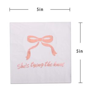 Pandecor 50pcs 3 Layers She's Tying The Knot Bridal Shower Party Supplies,5 x 5 In Paper Napkins, Pink Bow Bachelorette Themed Party Decorations (pink bow)