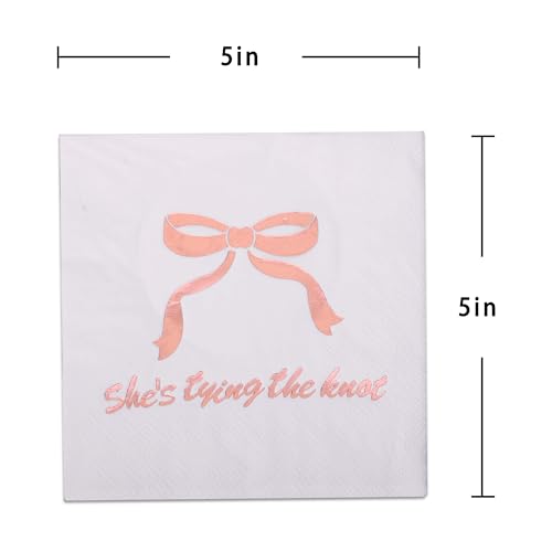 Pandecor 50pcs 3 Layers She's Tying The Knot Bridal Shower Party Supplies,5 x 5 In Paper Napkins, Pink Bow Bachelorette Themed Party Decorations (pink bow)