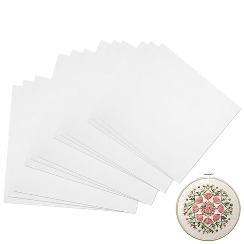 12 Pcs Embroidery Fabric White Cotton Fabric Pre-Cut Embroidery Cloth 4 Sizes Embroidery Fabric Squares Blanks for Hand Embroidery Garment Craft Cross Stitch Fabric 15cm, 20cm, 25cm, 30cm