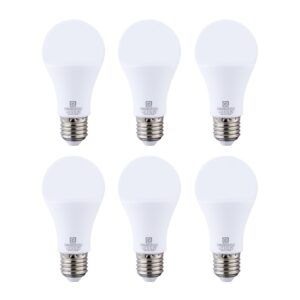 12v-60v led light bulb 6w e26 medium base, 3000k warm light color, 12 volt ac dc low voltage light bulb regular a19 lamp 24v 32v 36v 48v dc led bulb (not for 120v), 12v dc light bulb for rv 6 pack