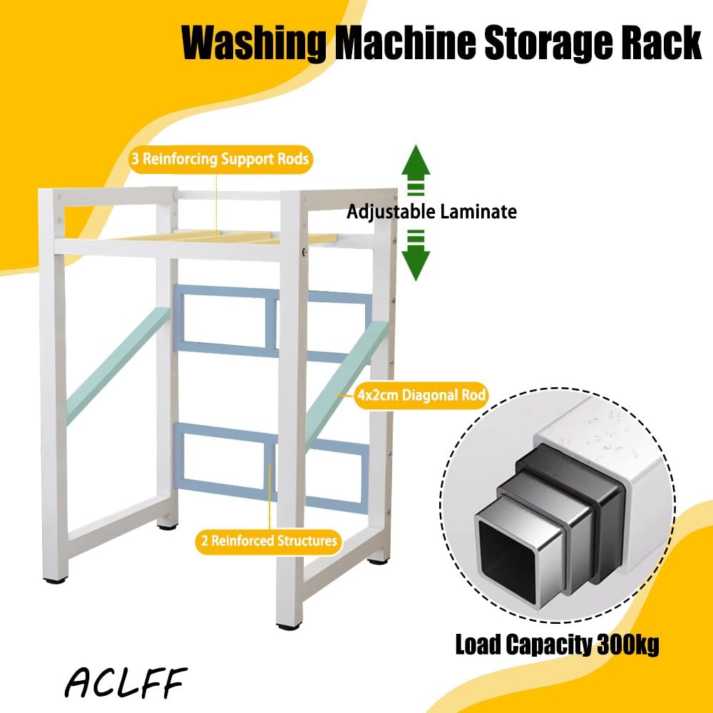 ACLFF Over The Washer Storage Shelf with Adjustable Feet, Over The Dryer Storage Shelf with Countertop, Washing Machine Storage Rack with Shelves, for Bathroom, Laundry Room