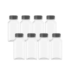 goiio 8 pcs 8 oz plastic juice bottles empty clear containers with tamper proof lids for juice, milk and other beverage