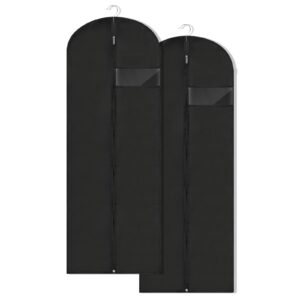 lxlovesm dress bags for gowns long, 65'' garment bags, suit bag for storage and travel, 2 pack (black)