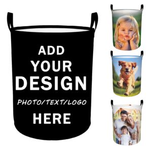 custom laundry baskets personalized hampers add your name photo text customized collapsible dirty clothes baskets for bedroom bathroom livingroom barbershop large 19.6" x 15.7"