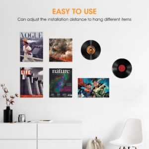 AIEVE Vinyl Record Wall Mount, 8 Sets 24 Pcs Vinyl Shelf Holder for Film Record Display, Record Holder for Albums Magazines Frame