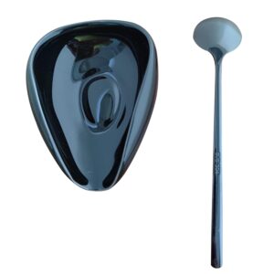 Coffee Spoon Rest, Mini Coffee Spoon Holder, Small Ceramic Spoon Rest for Coffee Stirrers, Teaspoon, Bar Spoon, Coffee Bar Accessories, Coffee Station (Ture black+Black Spoon) (Ture black+black Spoon)