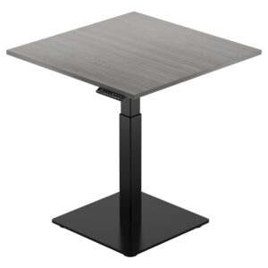 progressive desk mini ryzer computer square tabletop 30"x30" - sturdy single frame adjustable height desk - black frame/gray oak tabletop