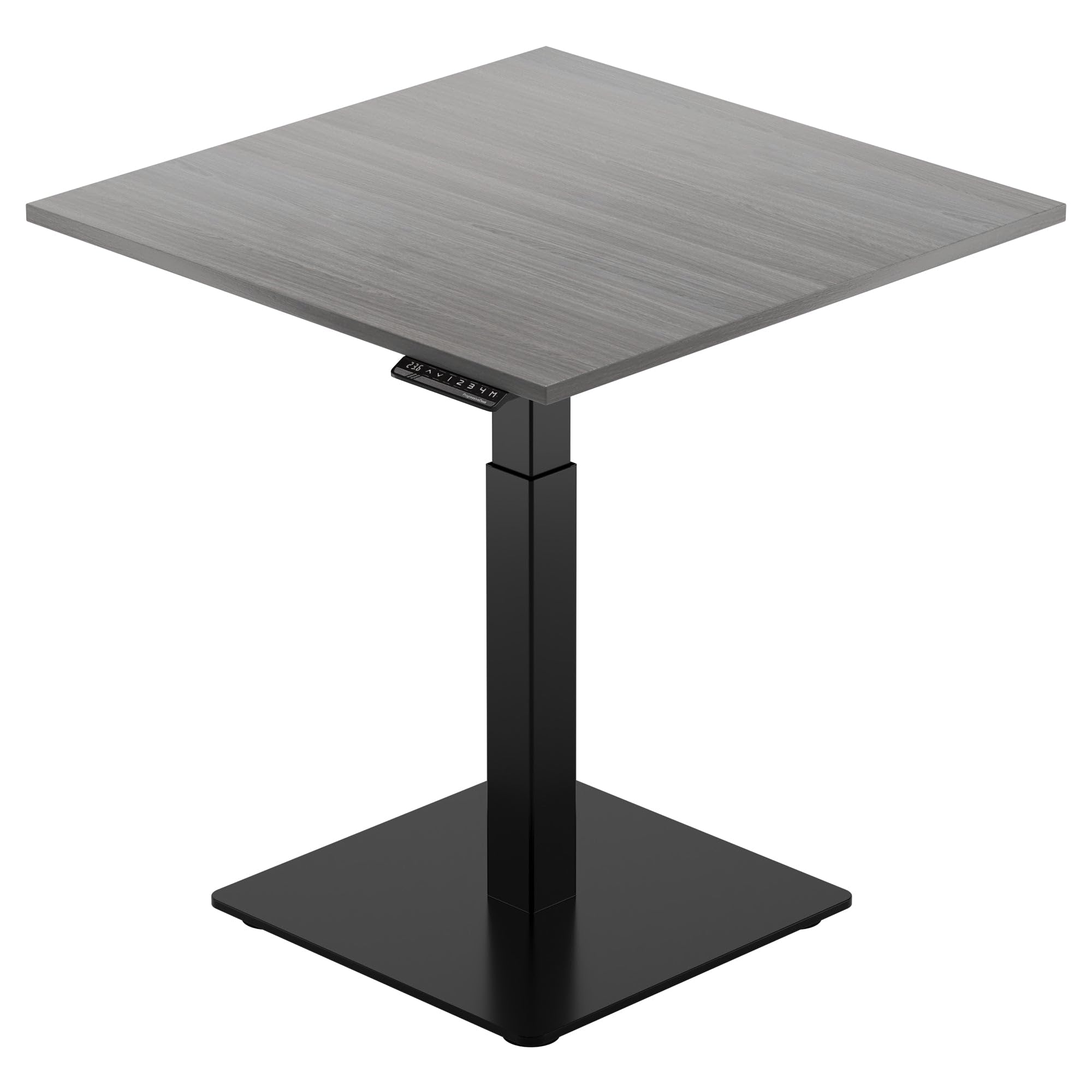 Progressive Desk Mini Ryzer Computer Square Tabletop 30"x30" - Sturdy Single Frame Adjustable Height Desk - Black Frame/Gray Oak Tabletop