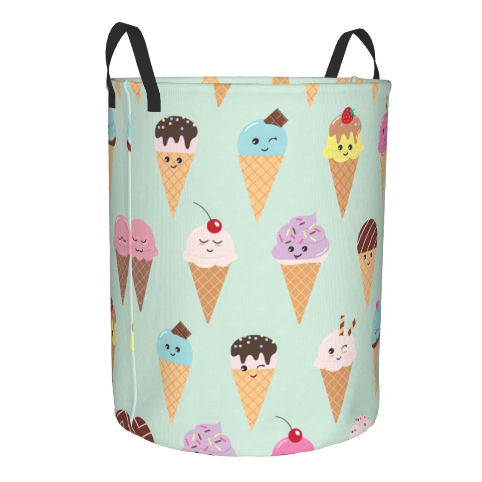 Ice Cream Cones Print Laundry Hamper, Storage Basket Toy Organizer Collapsible Waterproof For Bedroom Bathroom