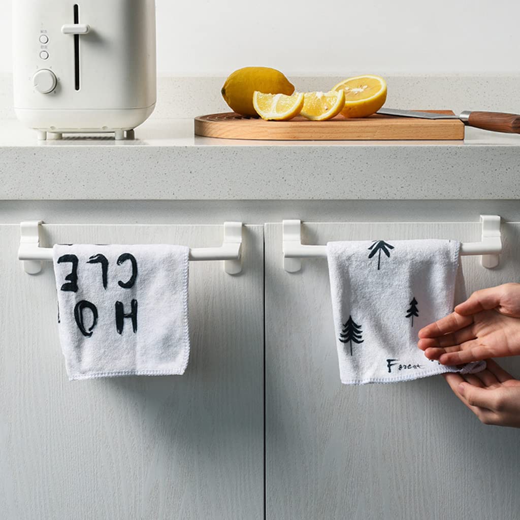 Over The Cabinet Towel Bar Hand Towel and Washcloth Rack for Bathroom and Kitchen Cabinet 9.45x2.35x2.76inch Over Door Towel Holder White for Bathroom Kitchen