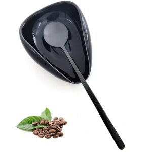 coffee spoon rest, mini coffee spoon holder, small ceramic spoon rest for coffee stirrers, teaspoon, bar spoon, coffee bar accessories, coffee station (ture black+black spoon) (ture black+black spoon)